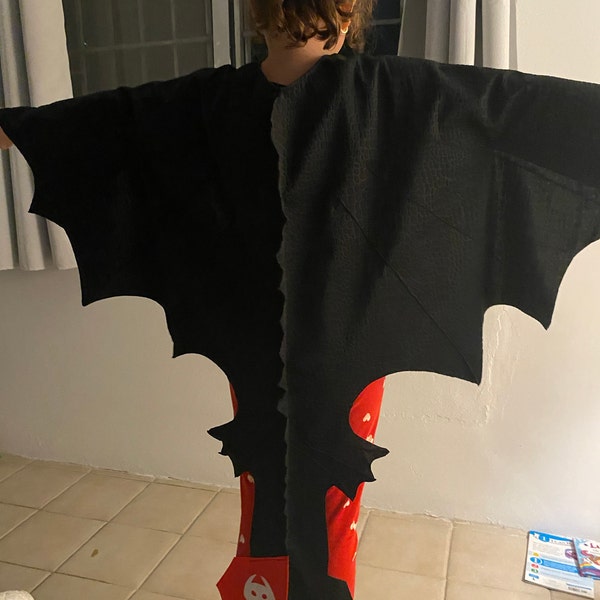 Black Dragon Costume With Wings, Kids Party Dragon Costume, Black Scaly ...
