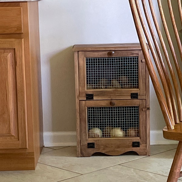 Amish Handcrafted Solid Pine 2 Door Vegetable Bin With Flat Top Small ...