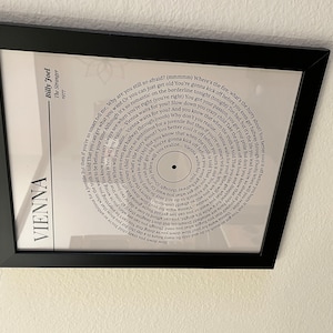 Record Lyrics Personalized Song Print, Favorite Song Digital Download ...