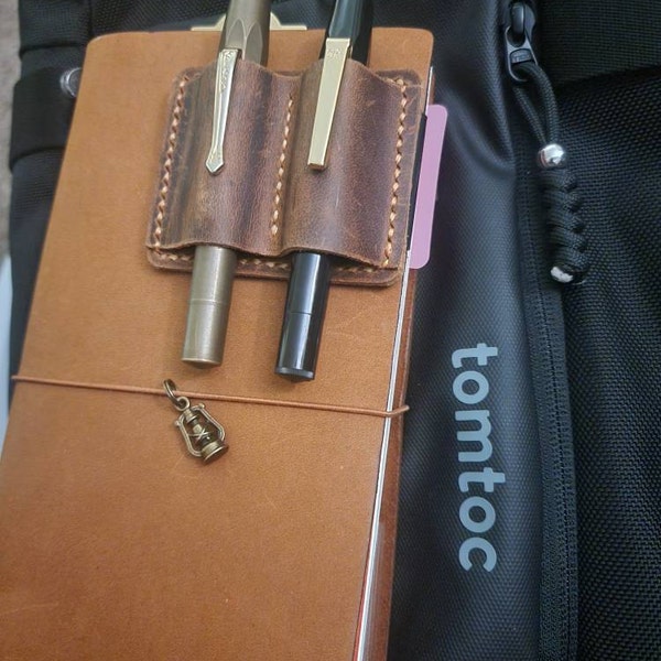 Personalized Leather Pen Pencil Holder for Notebook Journal , Notebook ...