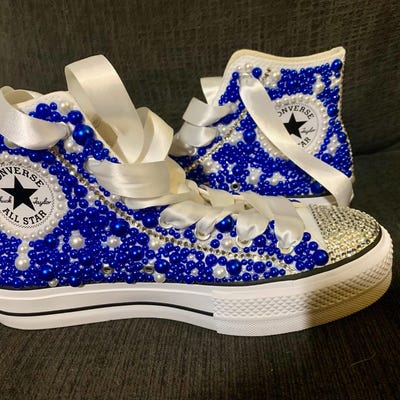 Custom BLING High-top Converse-white-wedding Version - Etsy