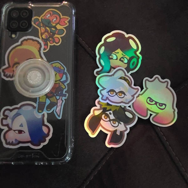 Splatoon Inspired Fan-art Badge Stickers + HOLOGRAPHIC -idols, Shops - Etsy