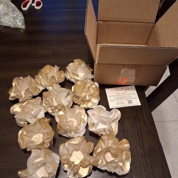 Camelia Wedding Gold Color Flower Wrapper for Holding Chocolate ...