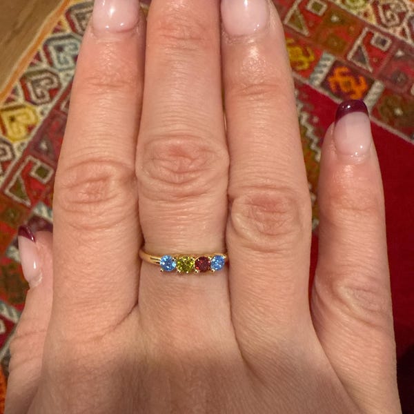 Dainty Birthstone Ring, Family Birthstone Rings, Personalized Gift for ...