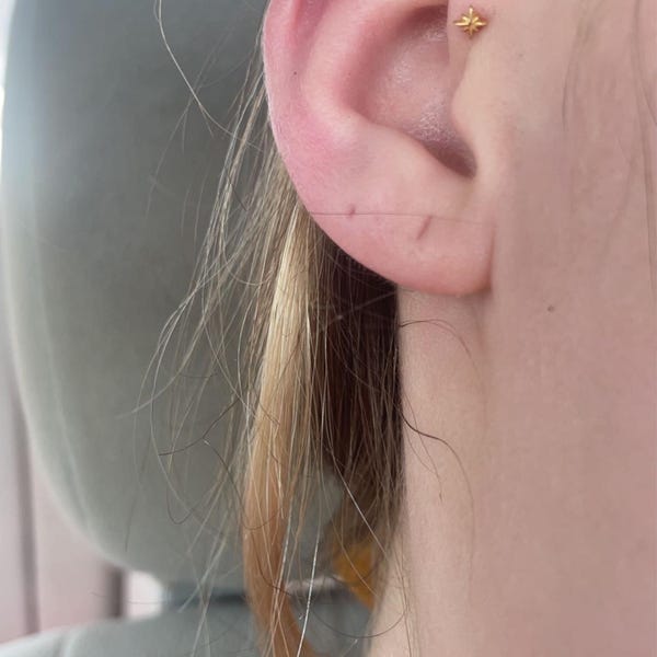 18G/16G Star Internally Threaded Labret Tragus Stud Conch Earrings ...