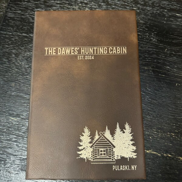 Personalized Cabin Guest Book, Engraved Leather Notebook, Personalized ...