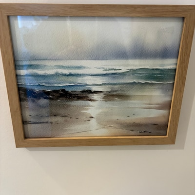 Maine Beach Painting Coastal Watercolor Landscape East Blue Hill Poster ...