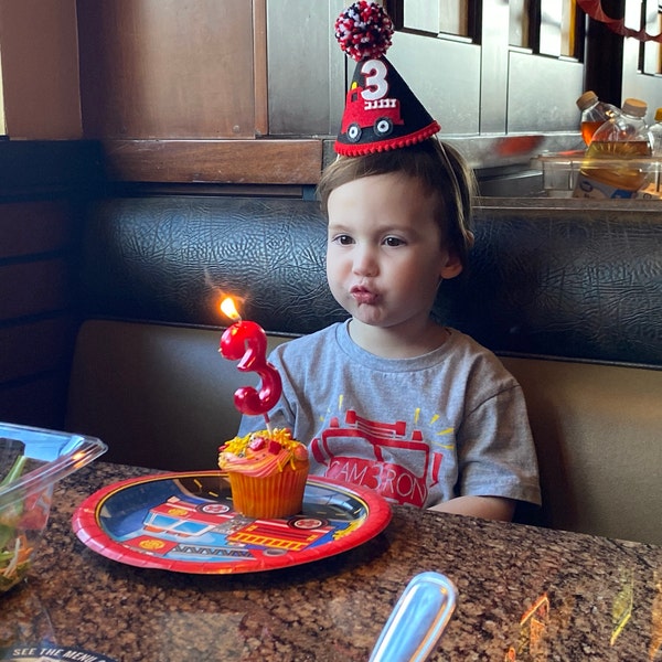 Boy Firetruck Birthday Party Hat - Boy 1st Birthday Fire Truck Hat ...