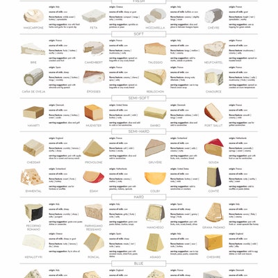 Types of Cheese Print, Cheese Guide, Cheese Infographic Printable, Food ...