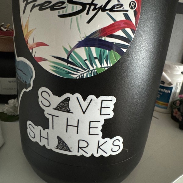 Save the Sharks Waterproof Die Cut Sticker Sharks Shark Sticker Shark ...