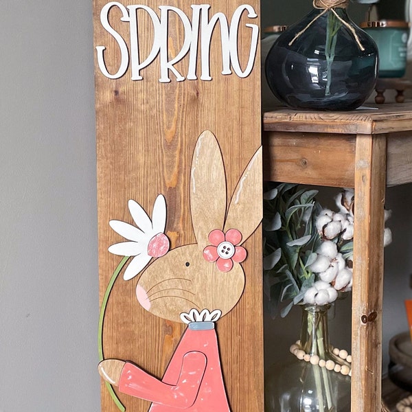4ft Porch Leaner Hello Spring Bunny Flower Sign Door Porch Easter ...