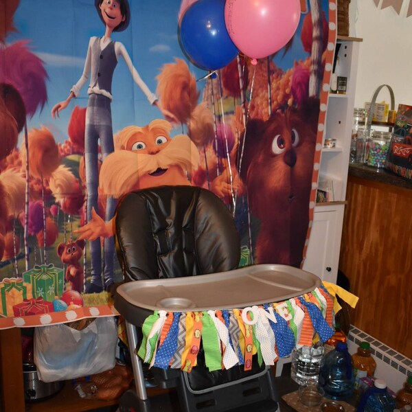 Dr. Seuss the Lorax Fabric Banner Highchair Decoration First Birthday ...