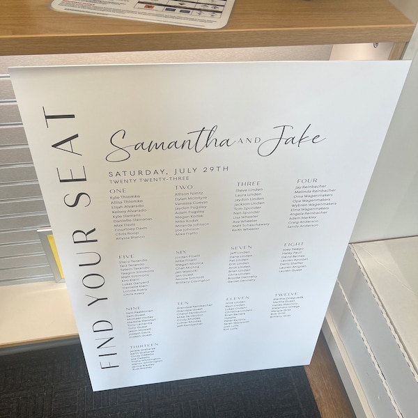 Elegant Seating Chart Sign, Seating Chart Template, Classic Wedding ...