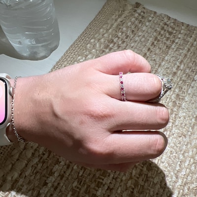 Rainbow Gemstone Eternity Band, Multi Gemstone Ring, 14k Gold Rainbow ...