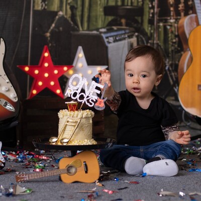 One Rocks Cake Topper / Guitar Cake Topper / Rock Party / Rock N Roll ...