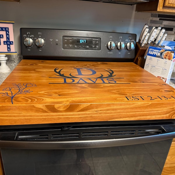 Personalized Stove Cover | Farmhouse Decor| Wood Stove Top Cover | Gas ...