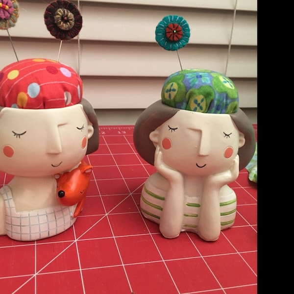 Handmade, Wool Sewing Pins, Pincushion Ornaments, Wool Pintopper ...
