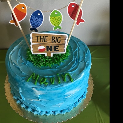 Fishing Cake Toppers, Printable Cake Toppers, the Big One Cake Topper ...