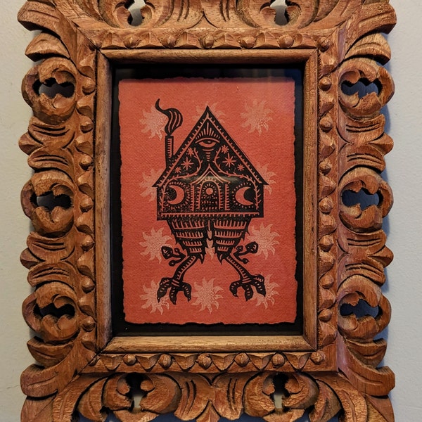 Baba Yaga's House Block Print | Witch Art | Folk Art | Mini Print ...