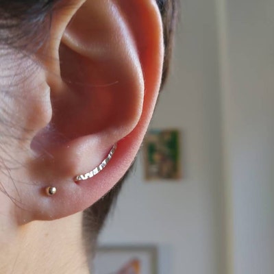 Silver Helix Cuff Ear Cuff Double Helix Cuff Hammered Ear Cuff ...