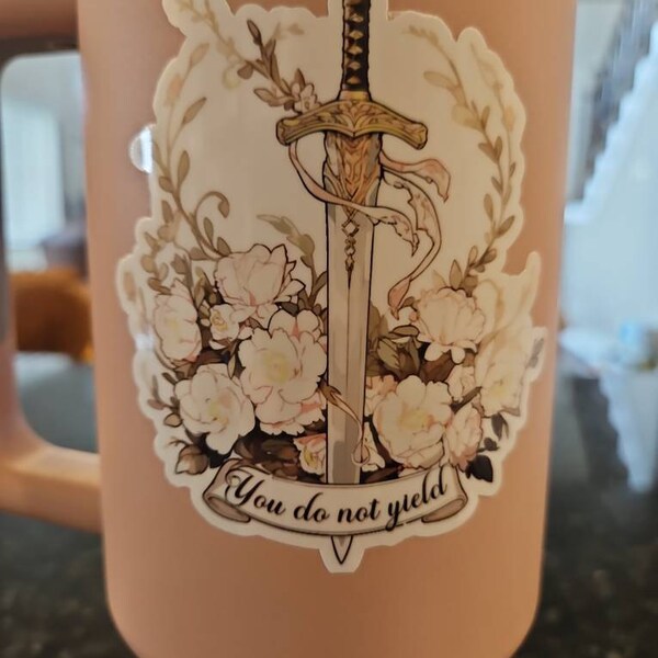 You Do Not Yield Sticker: Throne of Glass Sword, Floral Vinyl Decal - Etsy