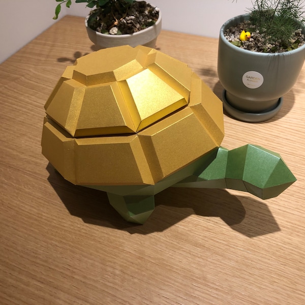 Papercraft 3d Turtle, Papercraft PDF Template for Turtle Box ...