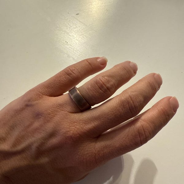 Peen Hammered Steel Ring - Silver 5mm Surgical Stainless Wedding Band ...