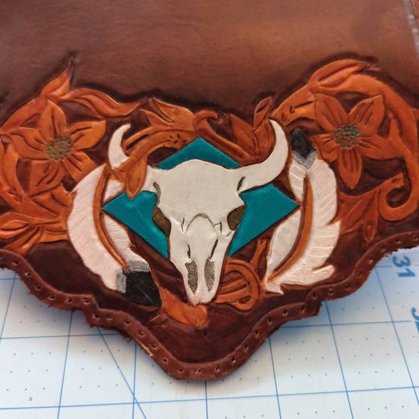 Leather Wallet Tooled Phone Bi-fold Clutch Purse With Fringe Template ...