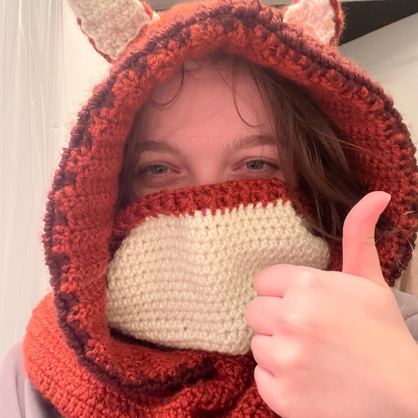 Fox Hooded Cowl CROCHET PATTERN Fox Snood Crochet Pattern, Animal Hood ...