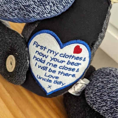 Personalised Heart Shaped Memory Patch Memory Bear Patch Memory Cushion ...