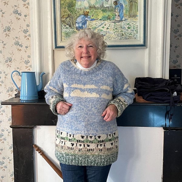 Women's Flock of Sheep Sofa Socks 100% Wool Fair Trade Handmade Cute Lamb Socks Cosy Loungewear ...