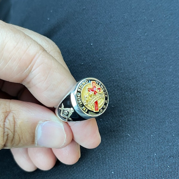 Knights Templar Ring Signet Ring Crusader Jewelry Gift in Hoc Signo ...