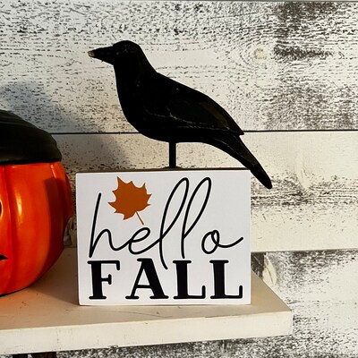 Hello Fall Wooden Block Sign, Simple Fall Tiered Tray Decor, Hello Fall ...