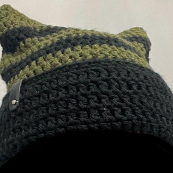 Foldable Brim Striped Droopy Eared Slouch Beanie CROCHET PATTERN ...