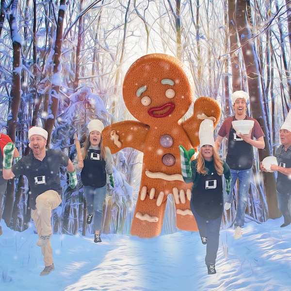 Digital Delivery, Funny Gingerbread Man Chase Digital Christmas Card ...