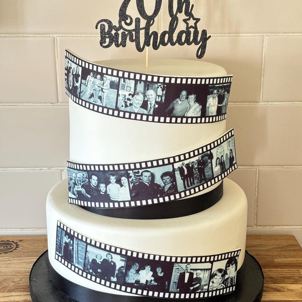 3 or 4 Blank Strips Camera Film Reel Edible Icing Cake Wrap Topper ...