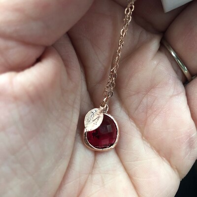 Personalized Ruby Necklace, Bridesmaid Necklace, July Birthstone ...
