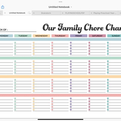 Family Chore Chart, Editable Family Planner Printable, Weekly Family ...