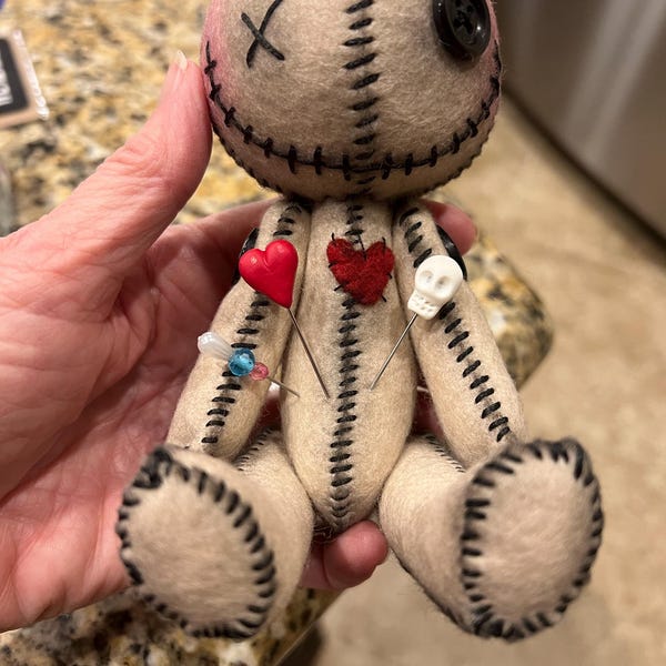 Handmade Voodoo Doll With Pins, 100% Wool Felt Art Doll, Gothic ...