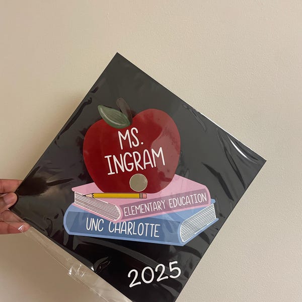 Custom "alphabet Border" Graduation Cap Topper, Teacher Graduation Cap ...