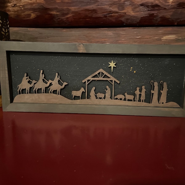 Small Wood Nativity Sign | Christmas Sign Decor | Christmas Sign | Wood ...