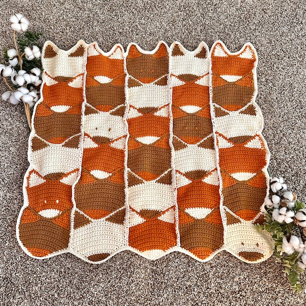 Fox Crochet Baby Blanket Pattern, Unisex Baby Afghan Blanket Pattern ...