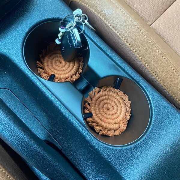 Car Coaster Set ~ Macrame Boho Car Coasters Set ~ Car Accessories ~ Cup ...