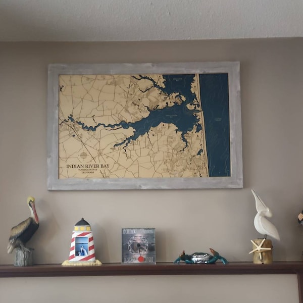 3D Custom Lake Map, Lake House Décor, Wood Depth Map, Personalized ...
