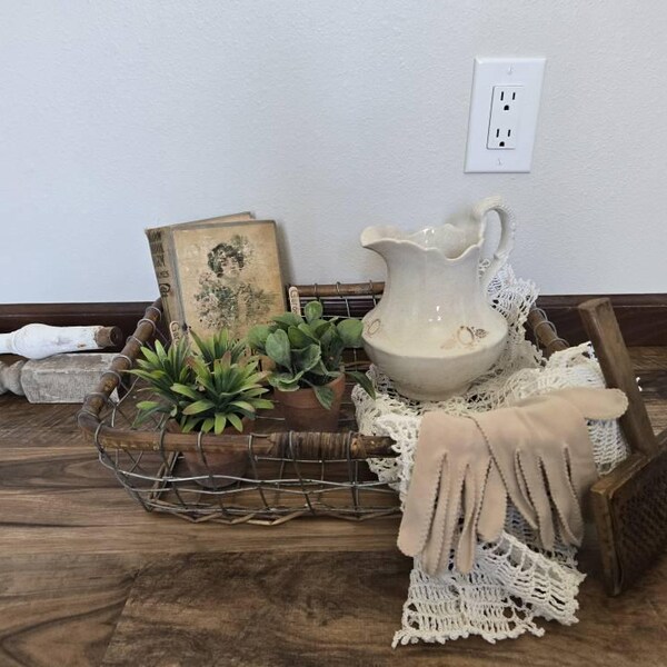 Antique Green Wood Divided Crate Cubbies Primitive Rustic Sorter ...