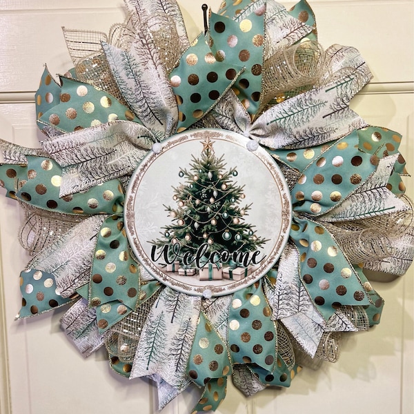 Merry Christmas Wreath Sign, Vintage Christmas Wreath Sign, Tree Wreath ...