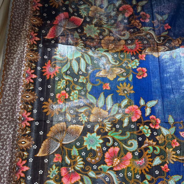 Bouquet Butterfly Hand Drawn Indonesian Batik Fabric Sarong Java ...