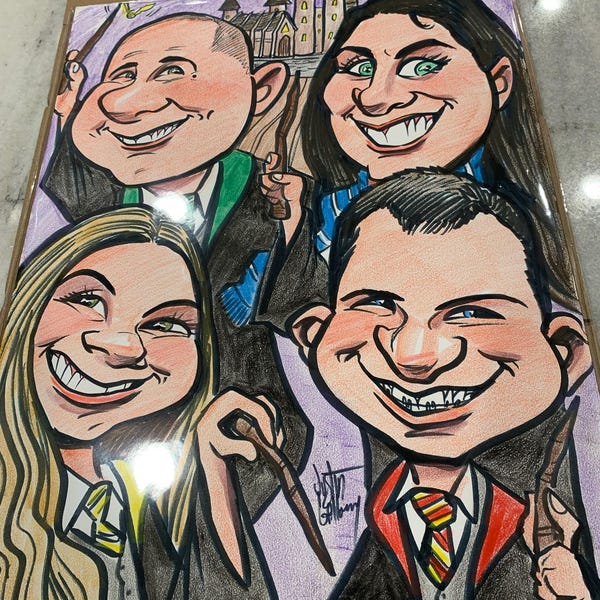 10 Faces Color Caricature Portrait - Etsy