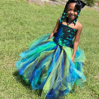 Mermaid Costume, Girls Tutu Dress, Mermaid Birthday Outfit, Kids ...