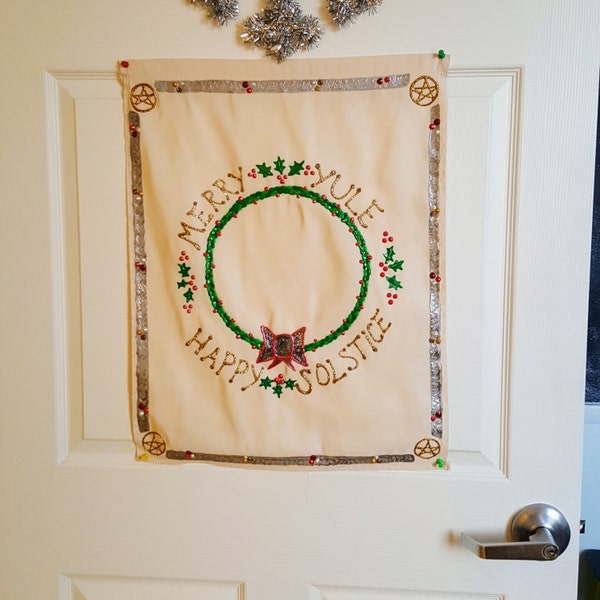 Blessed Be and Welcome Hand Painted Wall Hanging and Altar Cloth. Pagan ...